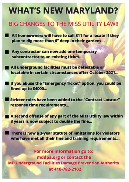 Miss Utility Law Updates - Town of Charlestown Maryland